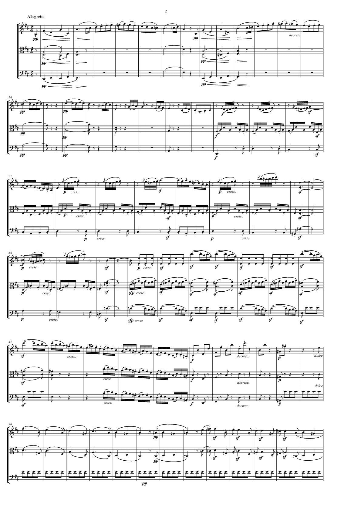 Beethoven: String Trio for violin, viola and cello in D major, Op. 9 ...